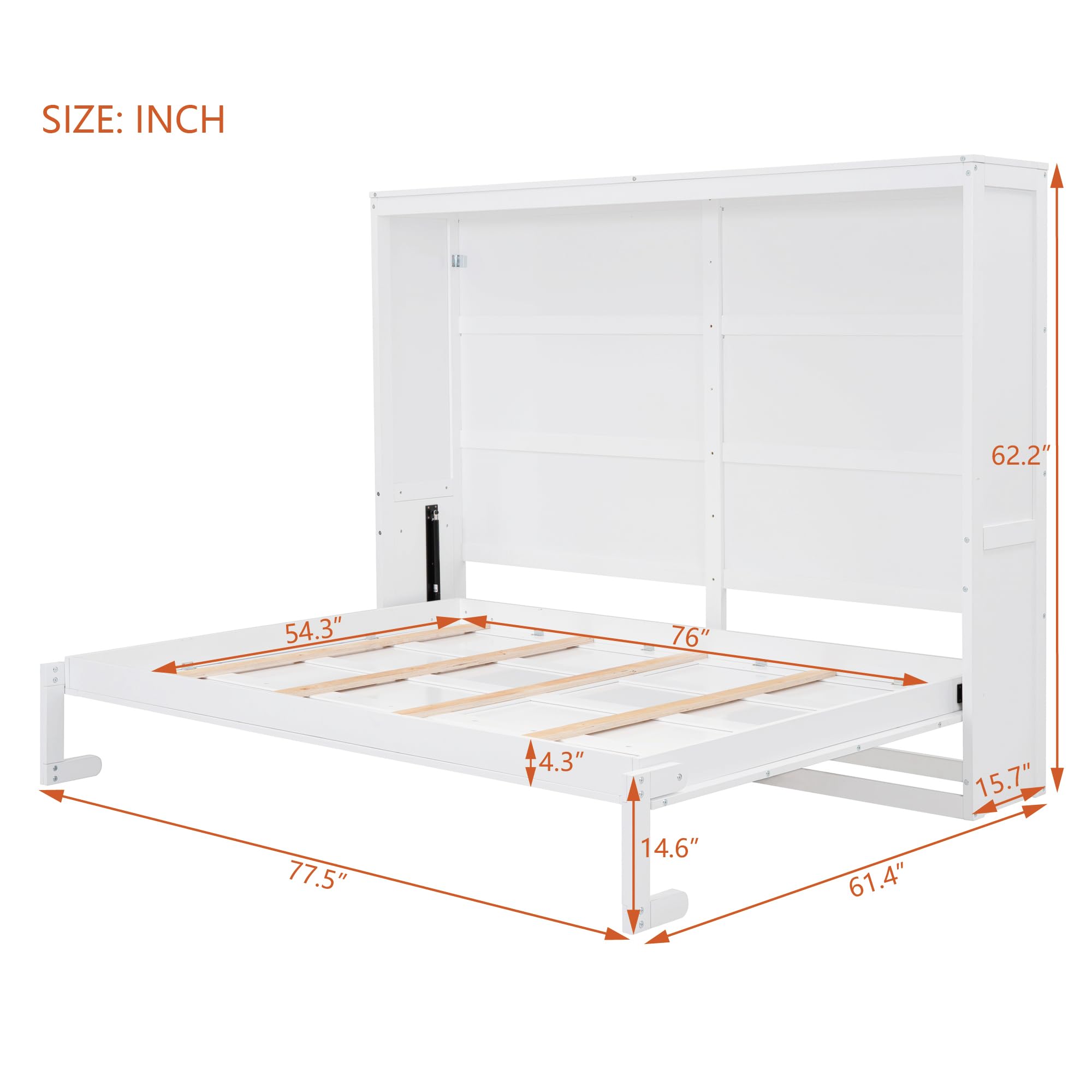 LuxyHoom Murphy Bed Full, Full Size Murphy Cabinet Bed, Wall Bed, Wood Hideaway Folding Beds Platform for Bedroom, Apartment, Guest Room, Studio, Home Office, White