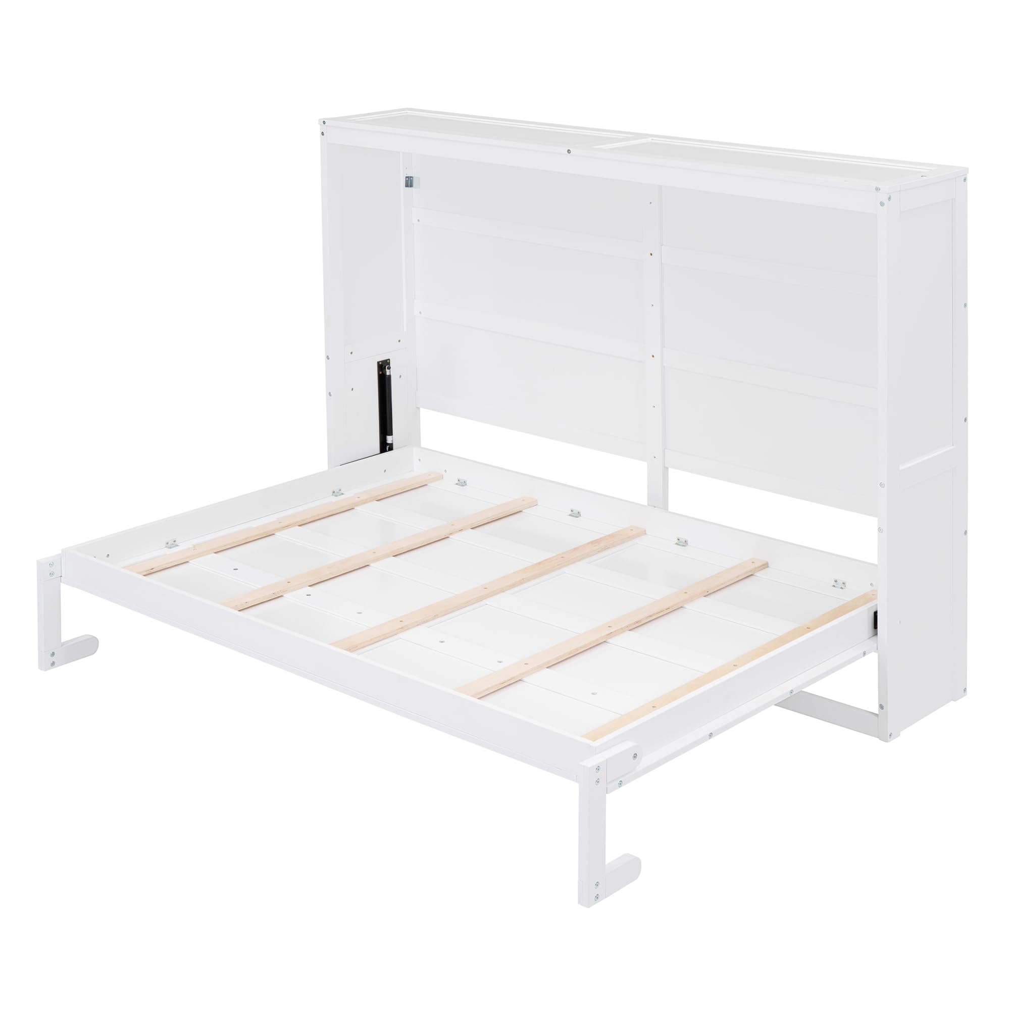LuxyHoom Murphy Bed Full, Full Size Murphy Cabinet Bed, Wall Bed, Wood Hideaway Folding Beds Platform for Bedroom, Apartment, Guest Room, Studio, Home Office, White