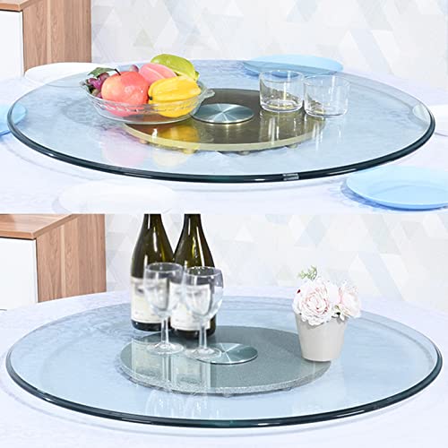 Turntable Large Tempered Glass Turntable Dining Table Turntable Tempered Glass Lazy Susan Turntable With Aluminum Alloy Bearing, Transparent,Smooth Rotation, Turntable Bearings Aluminium Alloy Swivel