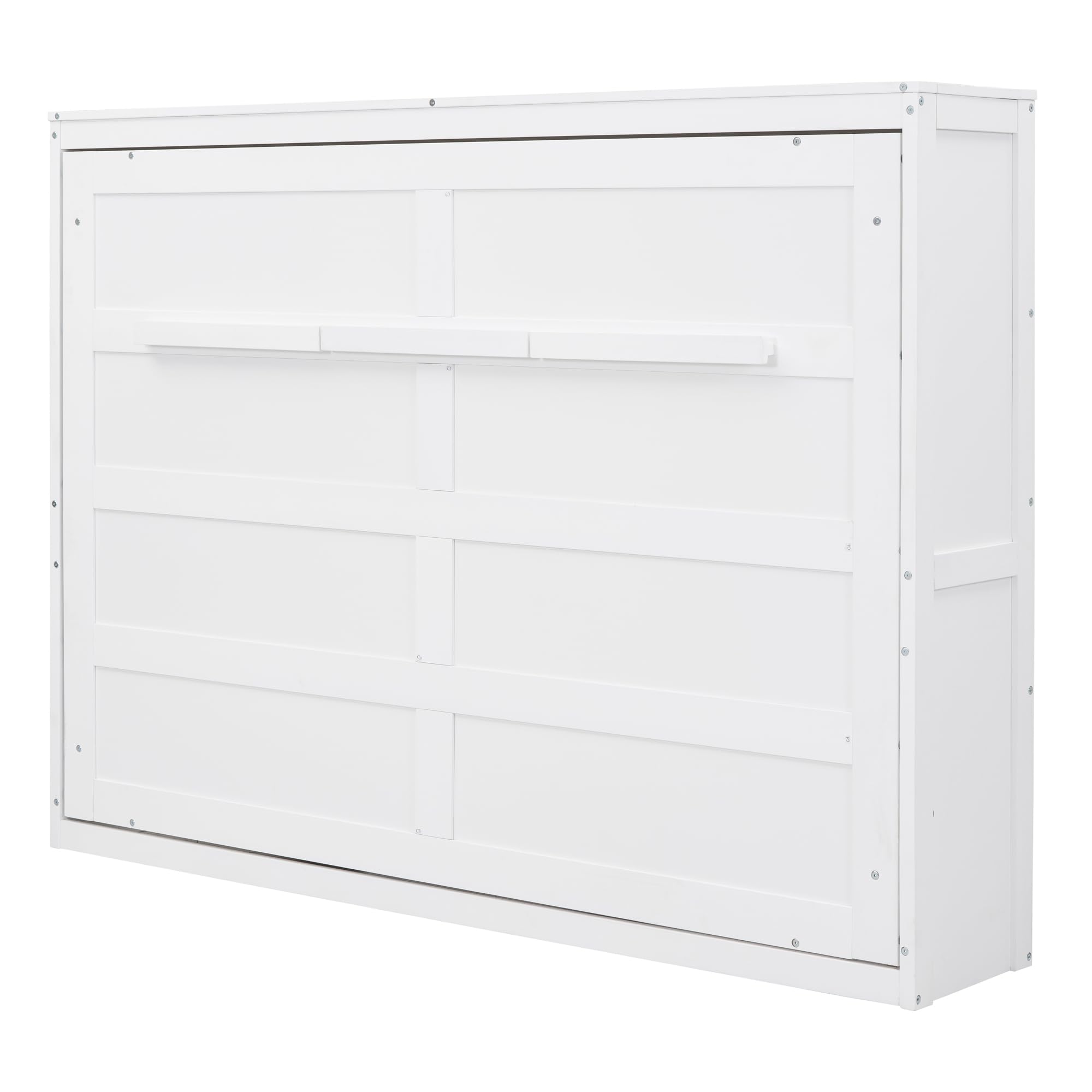 LuxyHoom Murphy Bed Full, Full Size Murphy Cabinet Bed, Wall Bed, Wood Hideaway Folding Beds Platform for Bedroom, Apartment, Guest Room, Studio, Home Office, White