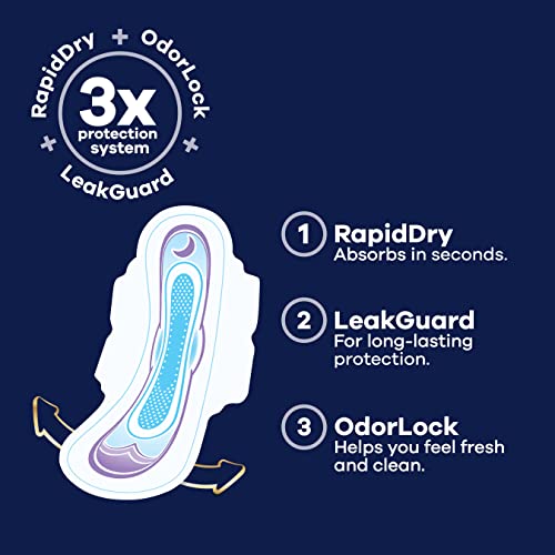 ALWAYS Ultra Thin Size 5 Extra Heavy Overnight Pads With Wings Unscented, Size 5, 34 Count