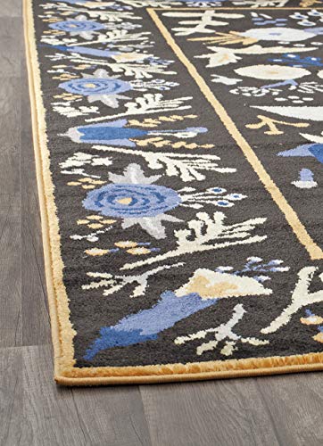 Rugs America Onyx & Blue Gardenias Transitional Rug Gardenia Golden Night VA30B 8'0"X10'0" Area Rug