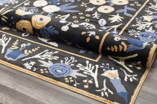 Rugs America Onyx & Blue Gardenias Transitional Rug Gardenia Golden Night VA30B 8'0"X10'0" Area Rug