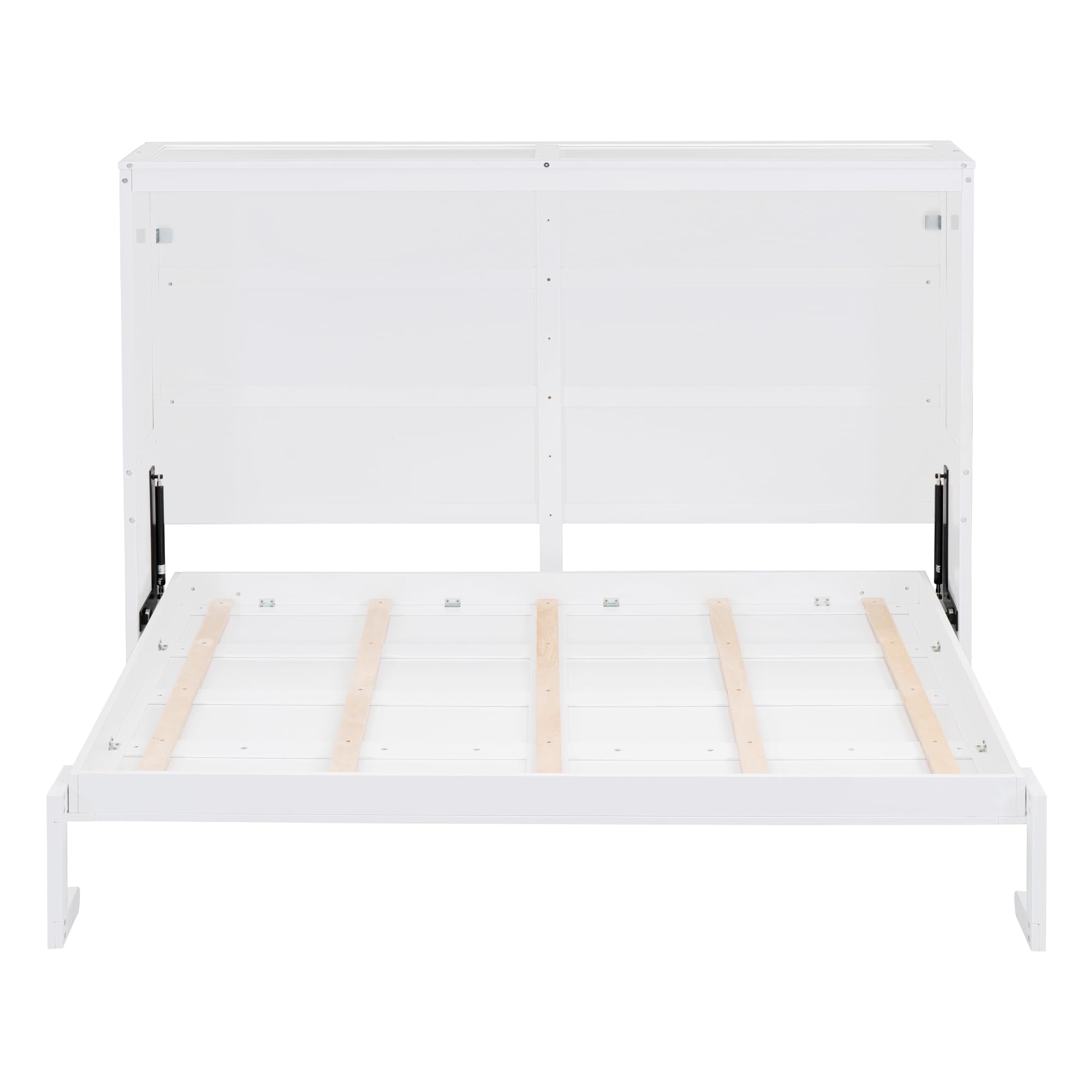 LuxyHoom Murphy Bed Full, Full Size Murphy Cabinet Bed, Wall Bed, Wood Hideaway Folding Beds Platform for Bedroom, Apartment, Guest Room, Studio, Home Office, White