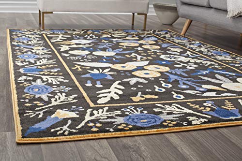 Rugs America Onyx & Blue Gardenias Transitional Rug Gardenia Golden Night VA30B 8'0"X10'0" Area Rug