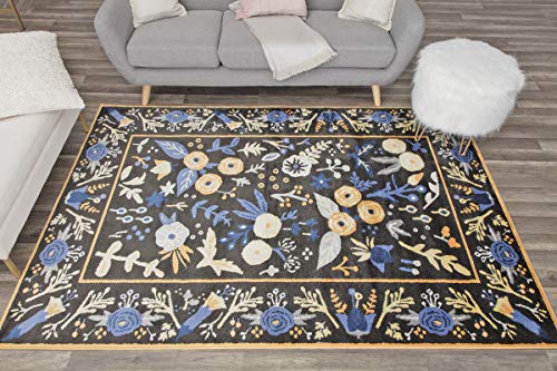 Rugs America Onyx & Blue Gardenias Transitional Rug Gardenia Golden Night VA30B 8'0"X10'0" Area Rug
