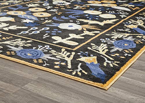 Rugs America Onyx & Blue Gardenias Transitional Rug Gardenia Golden Night VA30B 8'0"X10'0" Area Rug