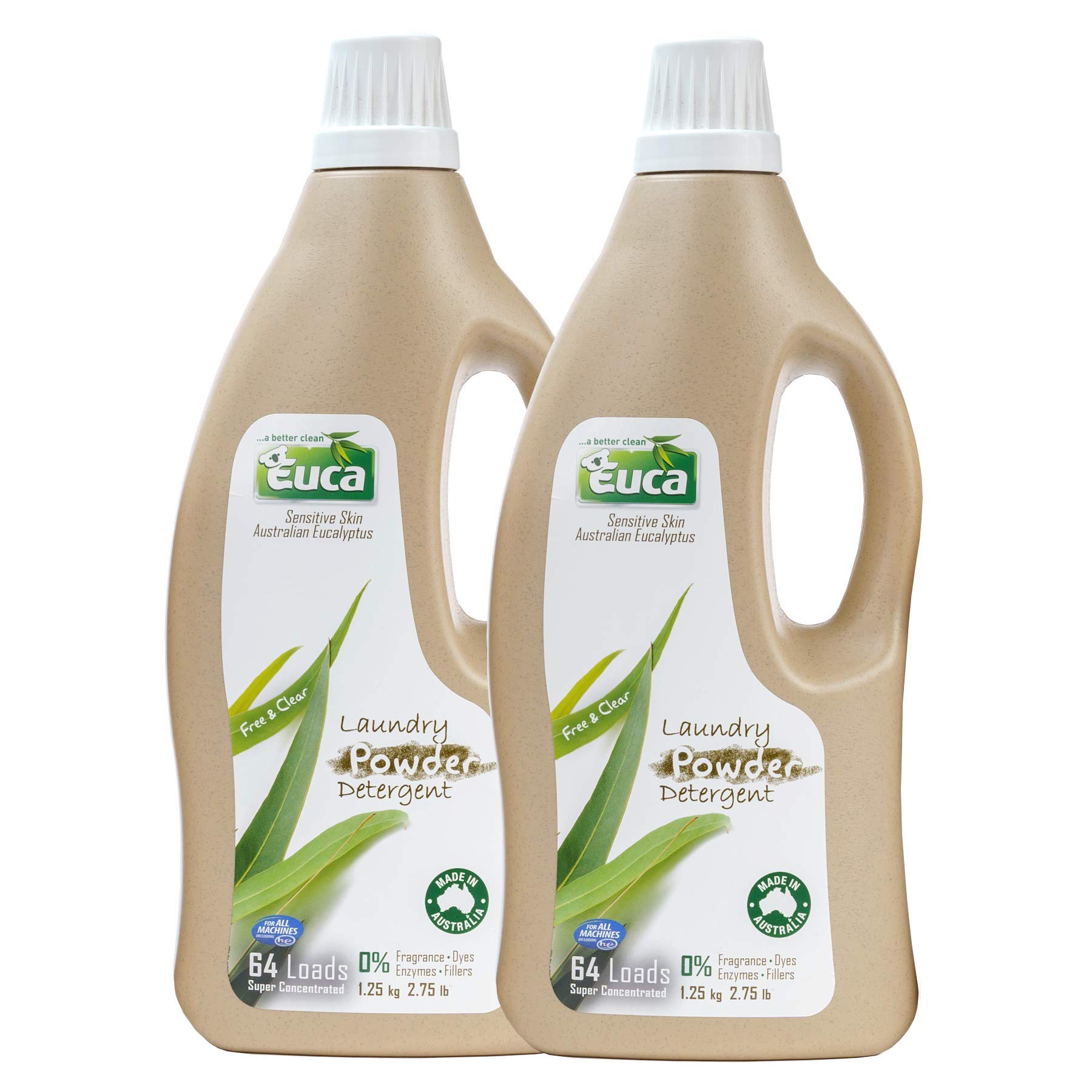 100% Australian Made - ECO-Friendly Eucalyptus Oil Laundry Powder Detergent, Super Concentrated, Hypoallergenic, No Synthetic Perfumes, 2.75 LB (Pack of 2)
