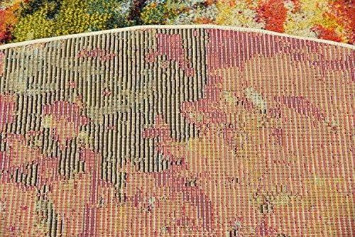 Unique Loom Estrella Collection Distressed, Floral, Abstract, Modern, Bright Colors Area Rug, 6' 0" x 6' 0", Multi/Blue