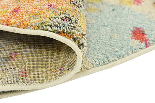 Unique Loom Estrella Collection Distressed, Floral, Abstract, Modern, Bright Colors Area Rug, 6' 0" x 6' 0", Multi/Blue