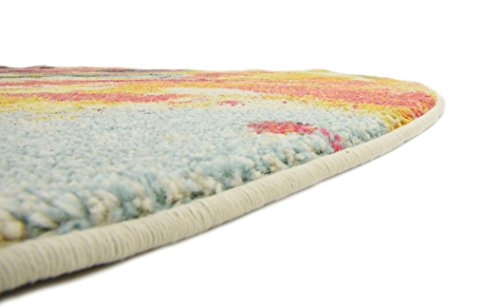 Unique Loom Estrella Collection Distressed, Floral, Abstract, Modern, Bright Colors Area Rug, 6' 0" x 6' 0", Multi/Blue
