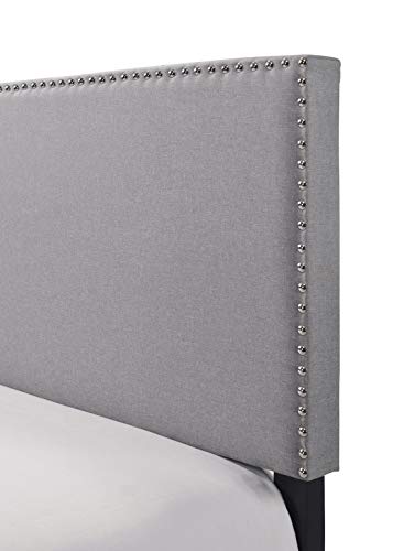 Crown Mark Erin Upholstered Panel Bed in Gray, Queen