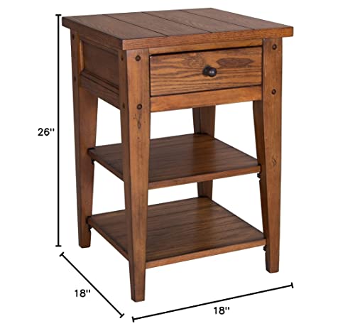 Liberty Furniture Industries Lake House Chair Side Table, 18" x 18" x 26", Medium Brown
