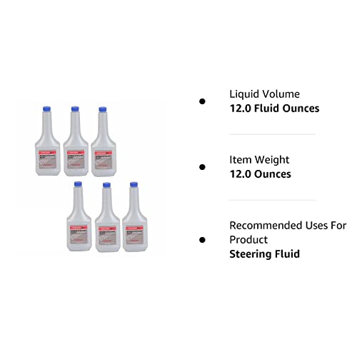 Compatible with Honda Acura Power Steering Fluid 12 oz Bottle pack of 6 08206 9002