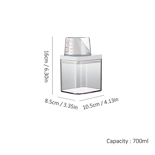 Airtight Laundry Detergent Dispenser with Measuring Cup | Clear Laundry Powder Detergent Storage Box, Washing Powder Container Storage Bucket Detergent Box
