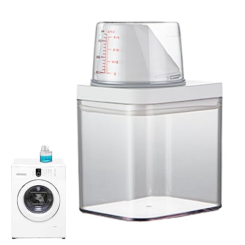 Airtight Laundry Detergent Dispenser with Measuring Cup | Clear Laundry Powder Detergent Storage Box, Washing Powder Container Storage Bucket Detergent Box