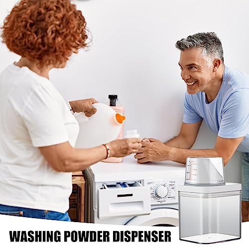 Airtight Laundry Detergent Dispenser with Measuring Cup | Clear Laundry Powder Detergent Storage Box, Washing Powder Container Storage Bucket Detergent Box