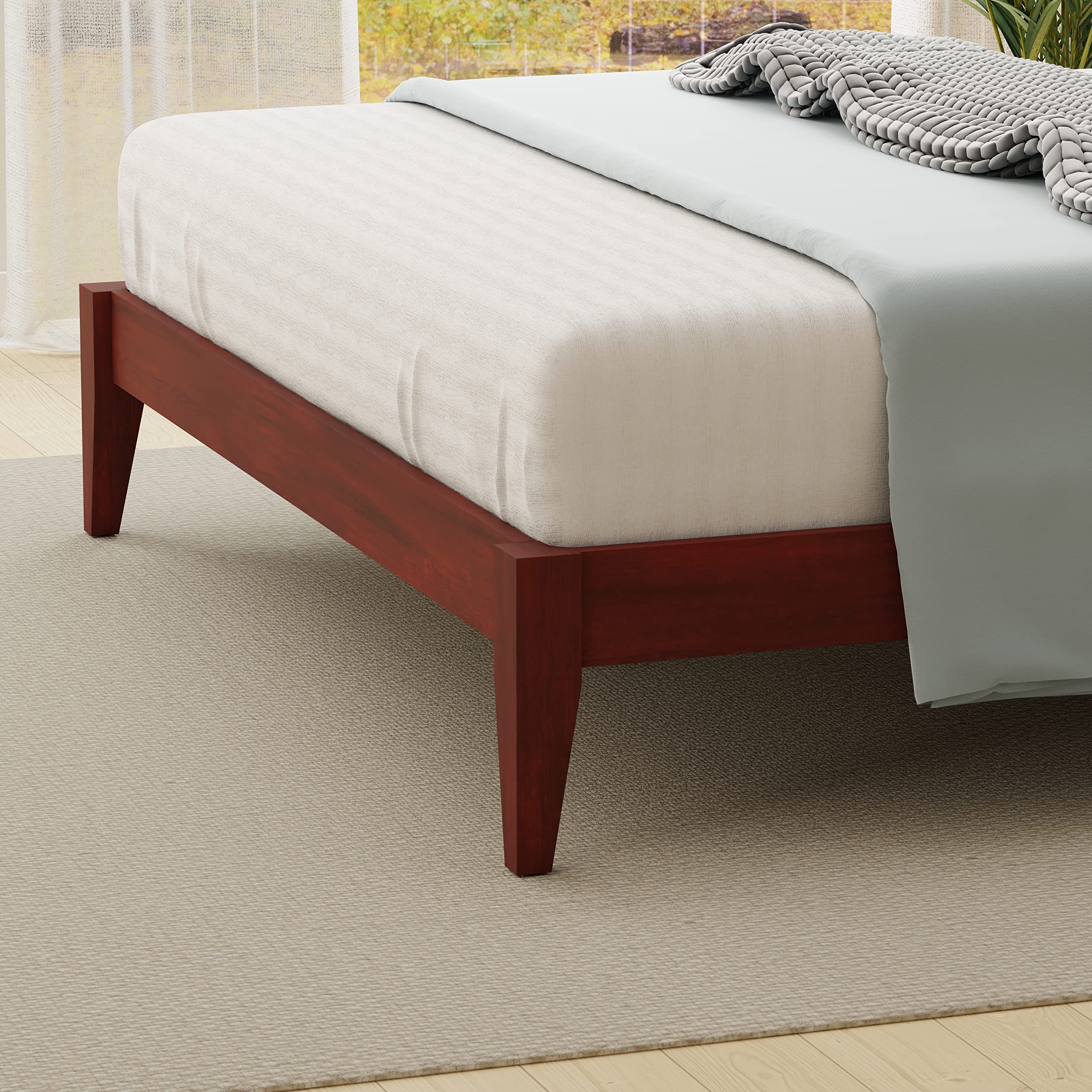 Glenwillow Home Farmhouse Solid Wood Platform Bed in Twin - Classic Cherry