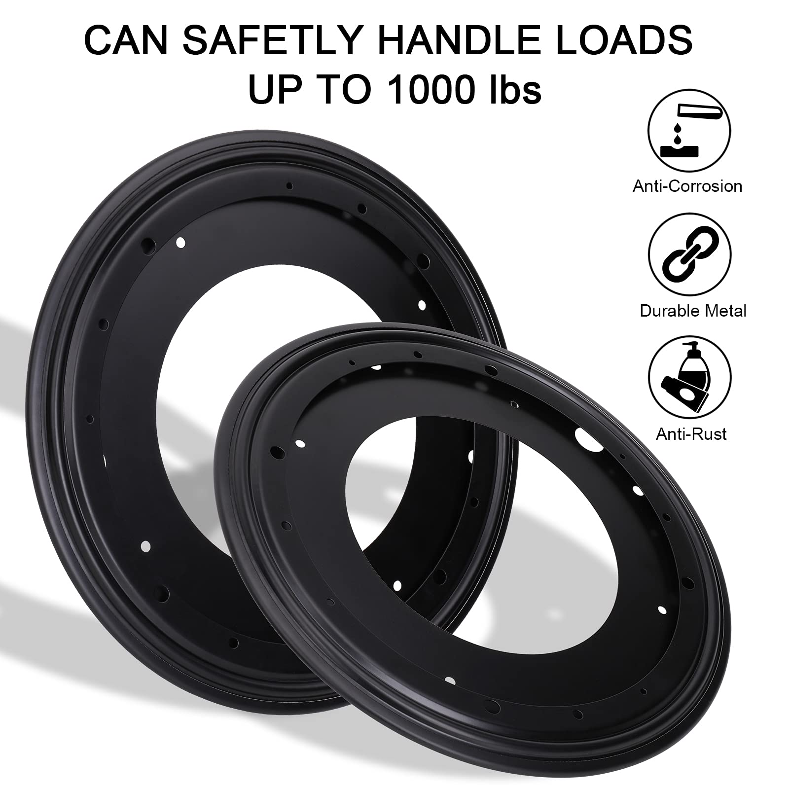 CEE 2Pack 12inch Round Lazy Susan Turntable Bearing Plate 516” Thick Lazy Susan Hardware, Rotating Swivel Plate with 1000 lb Load Capacity, Lazy Susan Turntable Base for Serving Tray, Table, Kitchen