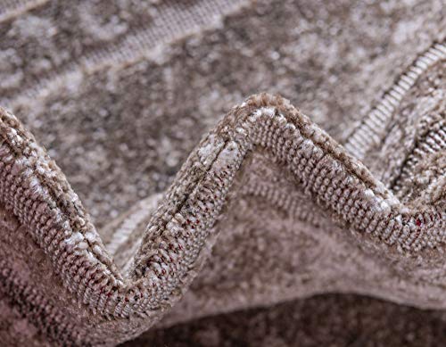 Unique Loom Outdoor Collection Transitional Indoor & Outdoor Casual Carved Tonal Border Area Rug, 6' 0" x 9' 0", Brown/Beige