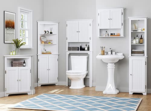 UTEX Tall Corner Cabinet, Free Standing Corner Storage Cabinet with Doors and Adjustable Shelves, Storage Cabinet Tall for Bathroom, Kitchen, Living Room, White