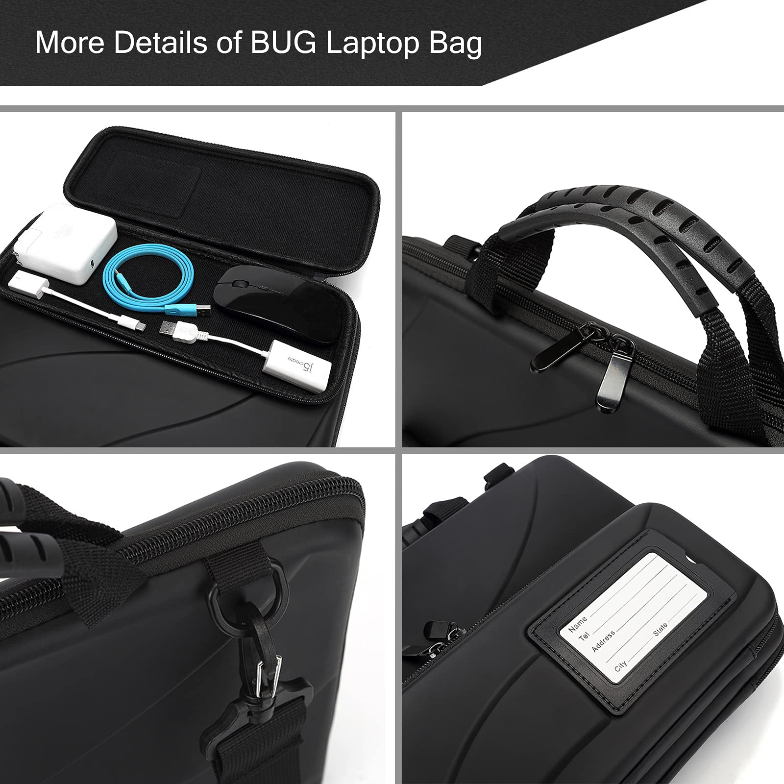 Laptop Case for 14.1-15.6 Inch Macbook Pro Air Chromebook HP Lenovo Work-in Notebook Computer Hard Shell Laptop Bag for Men Women with Pouch and Shoulder Strap (14.2"L x 9.5"W, Black)