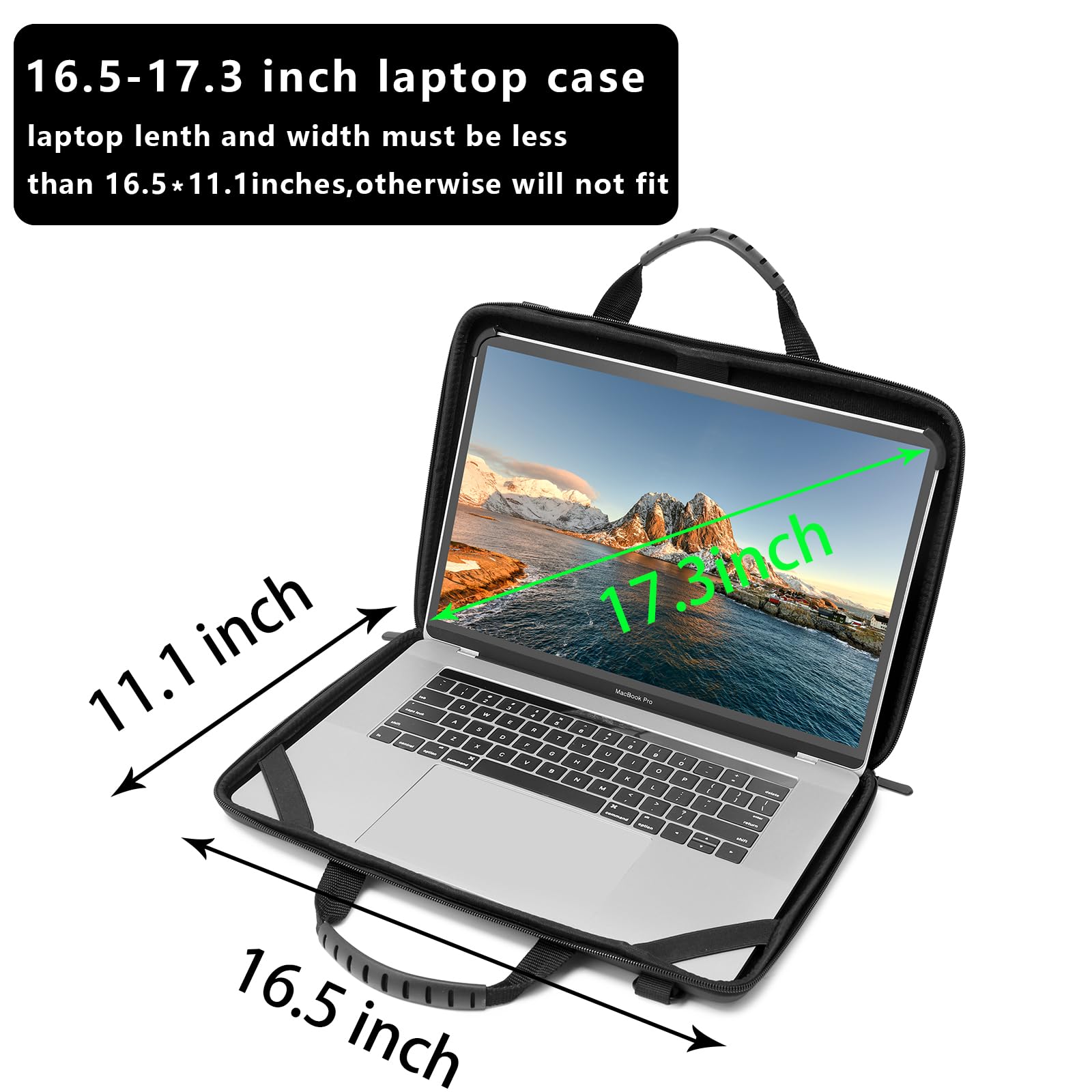 Laptop Case for 14.1-15.6 Inch Macbook Pro Air Chromebook HP Lenovo Work-in Notebook Computer Hard Shell Laptop Bag for Men Women with Pouch and Shoulder Strap (14.2"L x 9.5"W, Black)