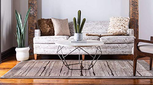 Unique Loom Outdoor Collection Transitional Indoor & Outdoor Casual Carved Tonal Border Area Rug, 6' 0" x 9' 0", Brown/Beige