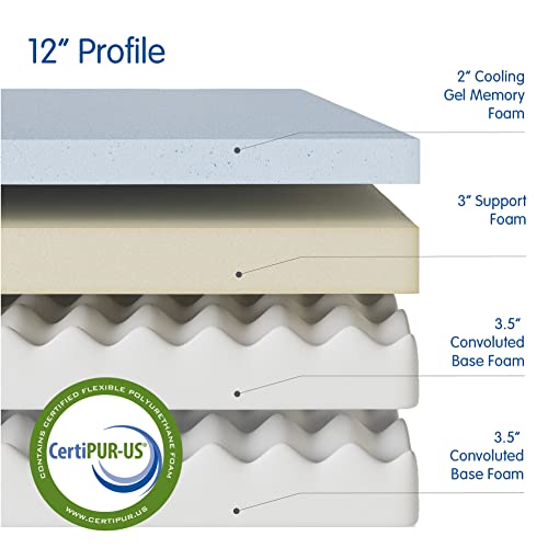 Vibe Gel Memory Foam 12-Inch Mattress | CertiPUR-US Certified | Bed-in-a-Box, Twin XL