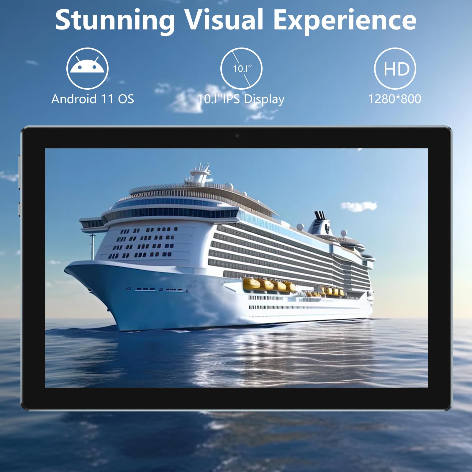 6GB RAM+128GB ROM Android Tablet, 10 Inch 2 in 1 Tablets with Keyboard Mouse Case Stylus, 2.4G/5G Wifi6 BT 5.0, 2.0Ghz Quad-core Computer Tablet, 1280*800 HD Touch Screen, 8MP Camera, 6000mAh Battery