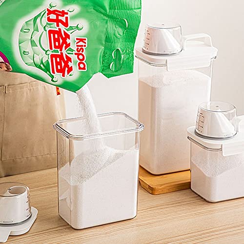 Houchu Washing Powder Container Household Detergent Box Laundry Measuring Cup Detergent Powder Storage Bucket(M)
