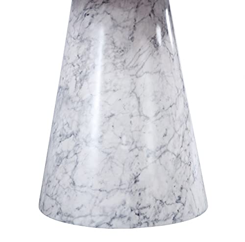 Best Master Furniture Shayla Mid Century Modern Laminated Faux Marble Round Dining Table, White