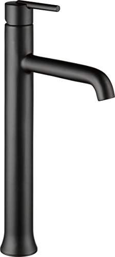 Delta Faucet Trinsic Vessel Sink Faucet, Matte Black Bathroom Faucet, Single Hole Bathroom Faucet, Diamond Seal Technology, Matte Black 759-BL-DST