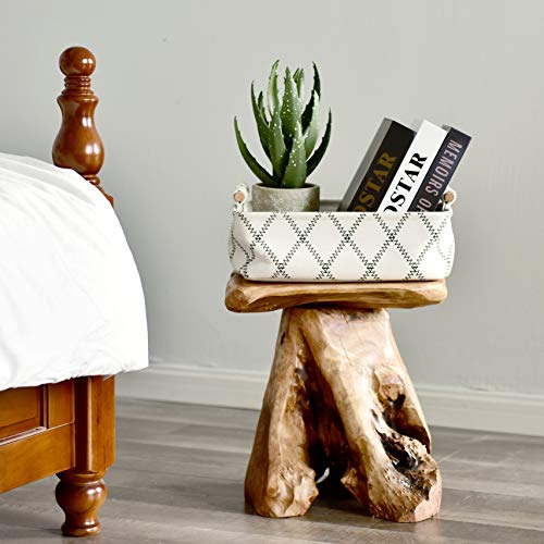 WELLAND Tree Stump Stool Live Edge, Natural Edge Side Table, Plant Stand, Nightstand, Mushroom Stool 14" Tall
