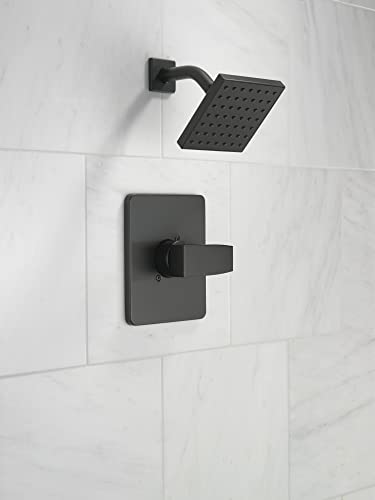 Delta Faucet Modern 14 Series Matte Black Shower Faucet, Delta Shower Trim Kit with Single-Spray Touch-Clean Black Shower Head, Matte Black T14267-BL-PP (Valve Not Included)