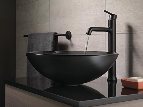 Delta Faucet Trinsic Vessel Sink Faucet, Matte Black Bathroom Faucet, Single Hole Bathroom Faucet, Diamond Seal Technology, Matte Black 759-BL-DST