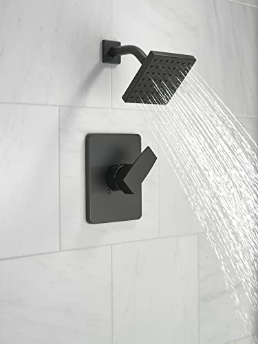 Delta Faucet Modern 14 Series Matte Black Shower Faucet, Delta Shower Trim Kit with Single-Spray Touch-Clean Black Shower Head, Matte Black T14267-BL-PP (Valve Not Included)