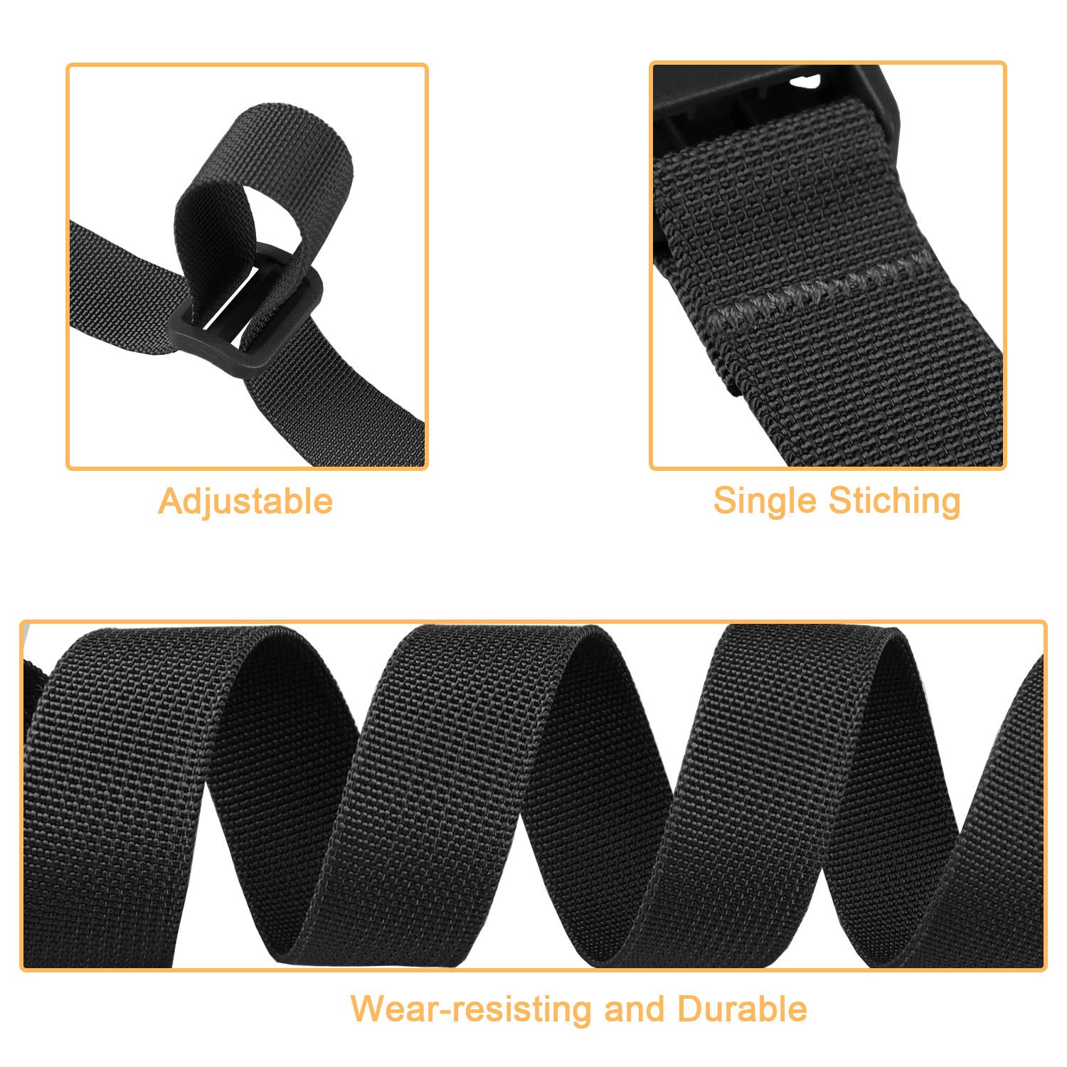 MAGARROW 40" Strap Buckle Packing Straps Adjustable 1-Inch Belt (1" Wide - 40" Long, Black (4 PCS))