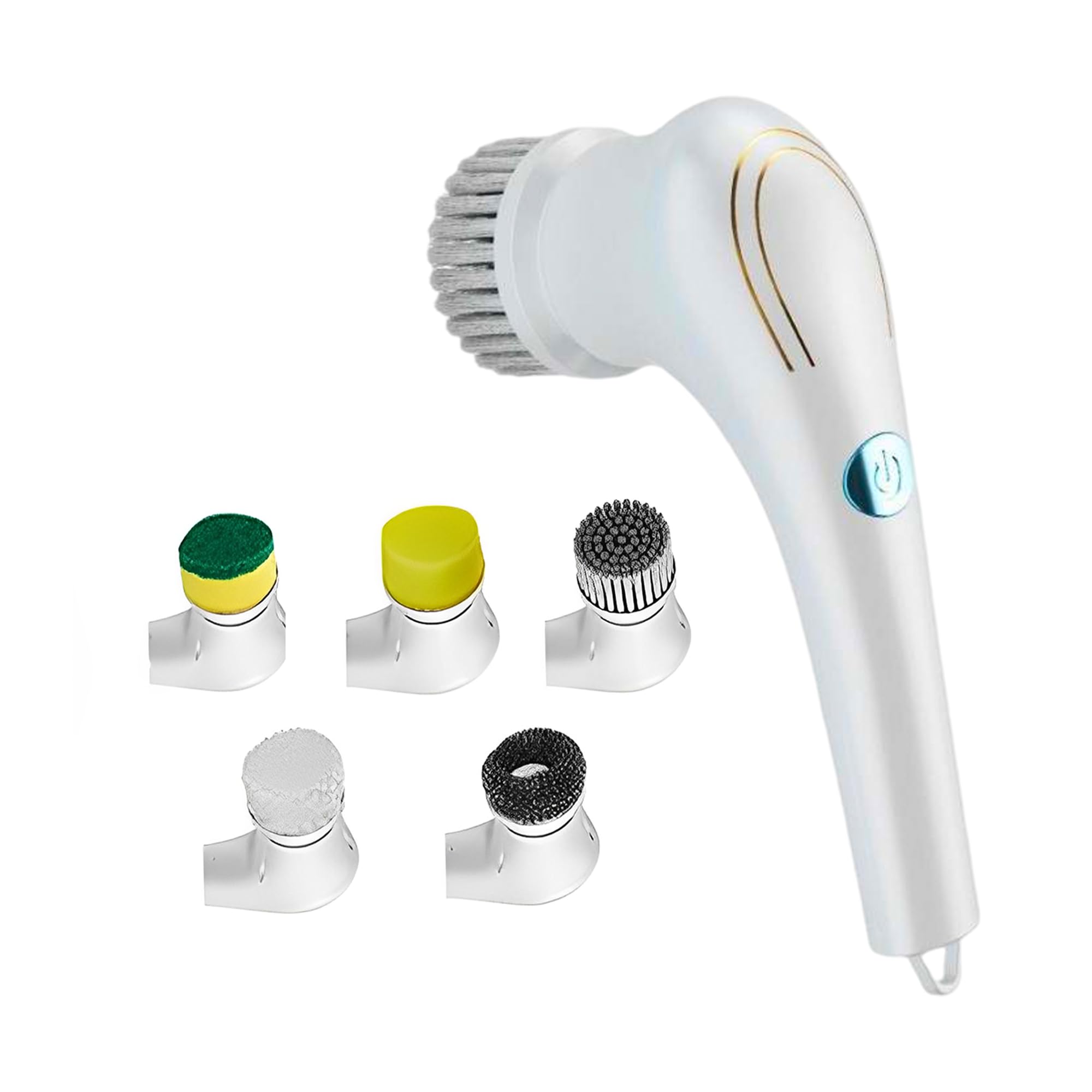 ZZ Life Electric Scrubber, Handheld Cleaning Brush, Includes 5 Replaceable Heads, Bathroom, Kitchen, Floor, Dish, Shoe, Glass - Multifunctional Home Accessory