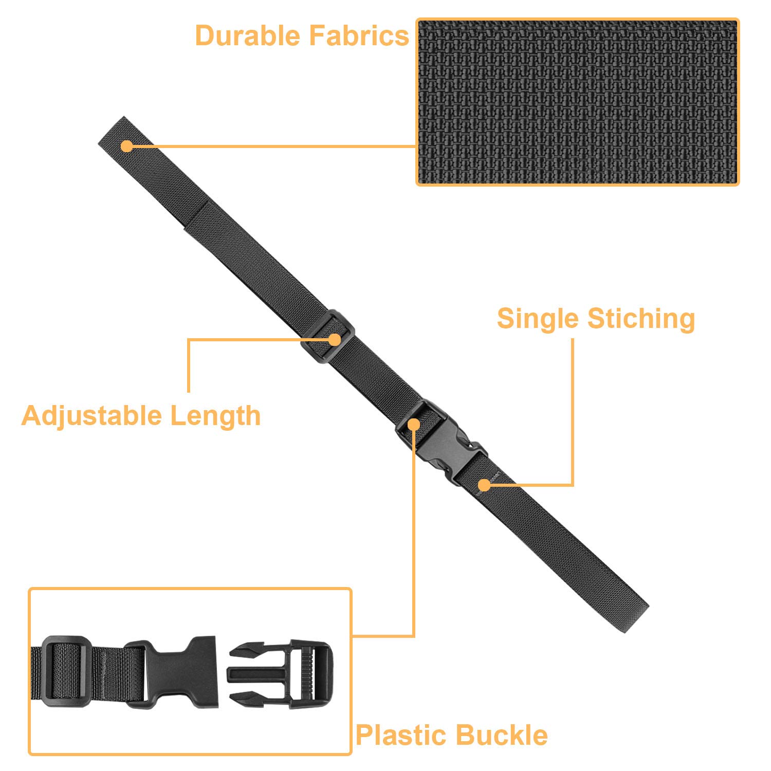 MAGARROW 40" Strap Buckle Packing Straps Adjustable 1-Inch Belt (1" Wide - 40" Long, Black (4 PCS))