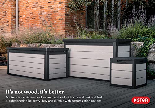 Keter Denali 200 Gallon Resin Large Deck Box-Organization and Storage for Patio Furniture, Outdoor Cushions, Garden Tools and Pool Toys, Grey & Black