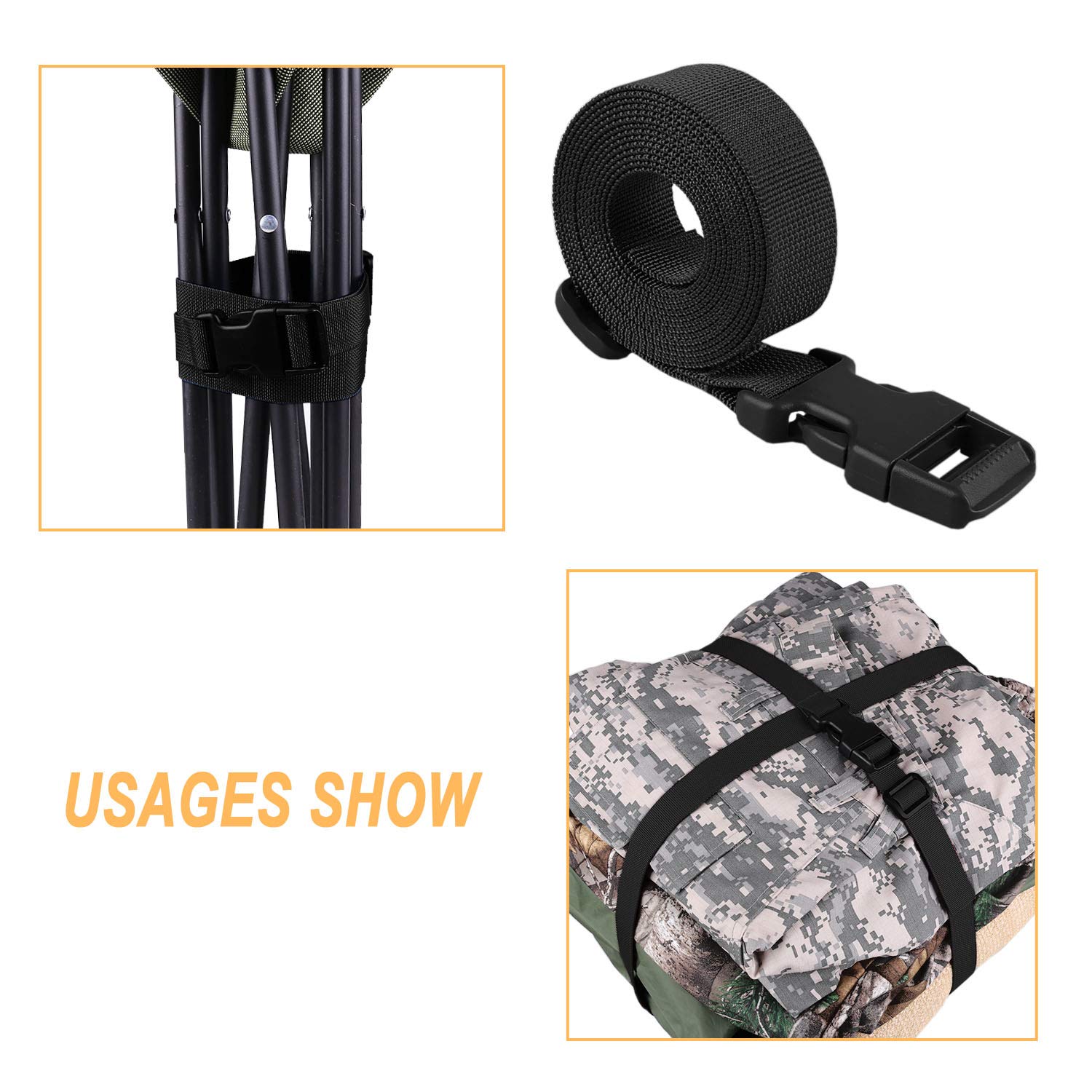 MAGARROW 40" Strap Buckle Packing Straps Adjustable 1-Inch Belt (1" Wide - 40" Long, Black (4 PCS))