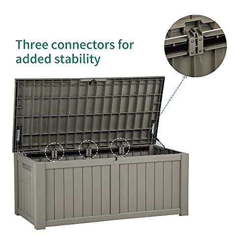 YITAHOME 120 Gallon Outdoor Storage Deck Box, Large Resin Patio Storage for Outdoor Pillows, Garden Tools and Pool Supplies, Waterproof, Lockable (Light Brown)