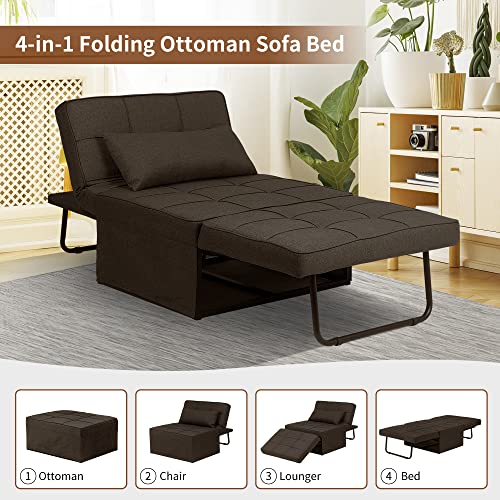 Diophros Sofa Bed, Convertible Couch Chair 4 in 1 Multi-Function Modern Folding Ottoman Guest Sleeper Bed with Adjustable Backrest for Small Room Apartment, Living Room, Large