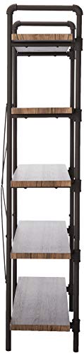 Christopher Knight Home Clint Faux Wood Industrial Five Tier Shelf, Finish, Dark Brown Texture Brown