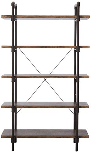 Christopher Knight Home Clint Faux Wood Industrial Five Tier Shelf, Finish, Dark Brown Texture Brown