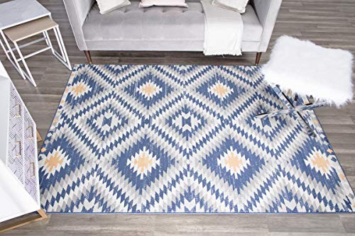 CosmoLiving by Cosmopolitan Amaia Area Rug, 5 ft x 7 ft, Kilim Cadet