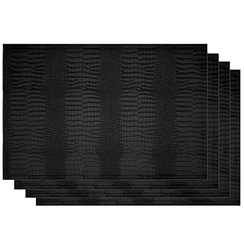 Leather Placemats for Dining Table Waterproof Set of 4 Marble Decor for Kitchen Table Easy to Clean PU Place Mats for Dinning,Office