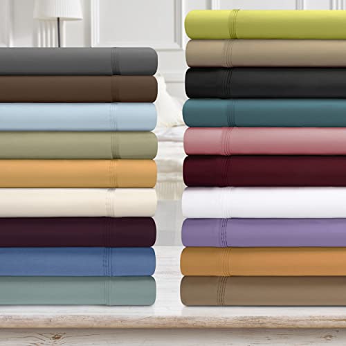 SUPERIOR Egyptian Cotton, 650 Thread Count Solid, Deep Pocket Sheet Set, King, Burgundy, 4-Piece Set
