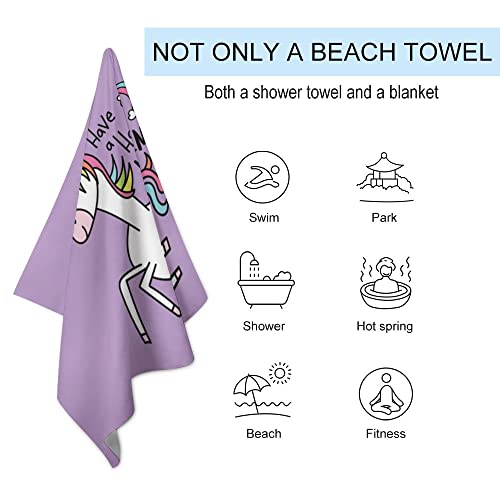 My Little Nest Bath Towels Soft Absorbent Bathroom Towel Happy Weekend Unicorn Rainbow Quick Dry Bath Towel Large Shower Towels Lightweight Hand Towels 31" x 51"